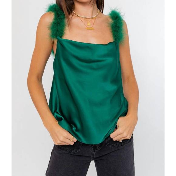 Le Lis | Tops | New Le Lis Feather Cami In Hunter Green | Poshmark
